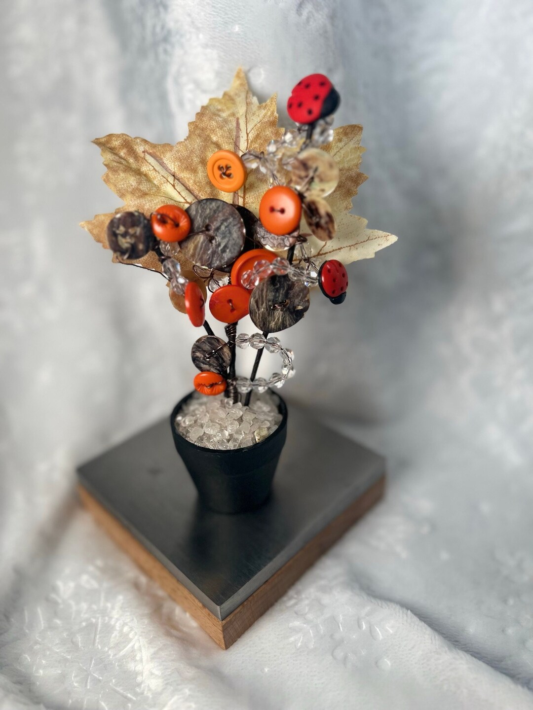 Blissful Button Tree 30 / Button Flower Bouquet / Mini Faux Potted ...
