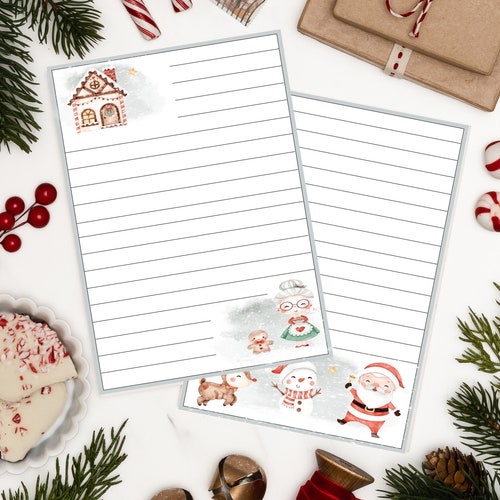 Printable Christmas Note Paper Christmas Stationary Santa - Etsy