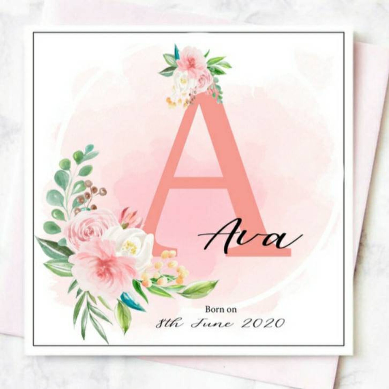 Personalised New Baby Girl Card It's a Girl Name Card | Etsy