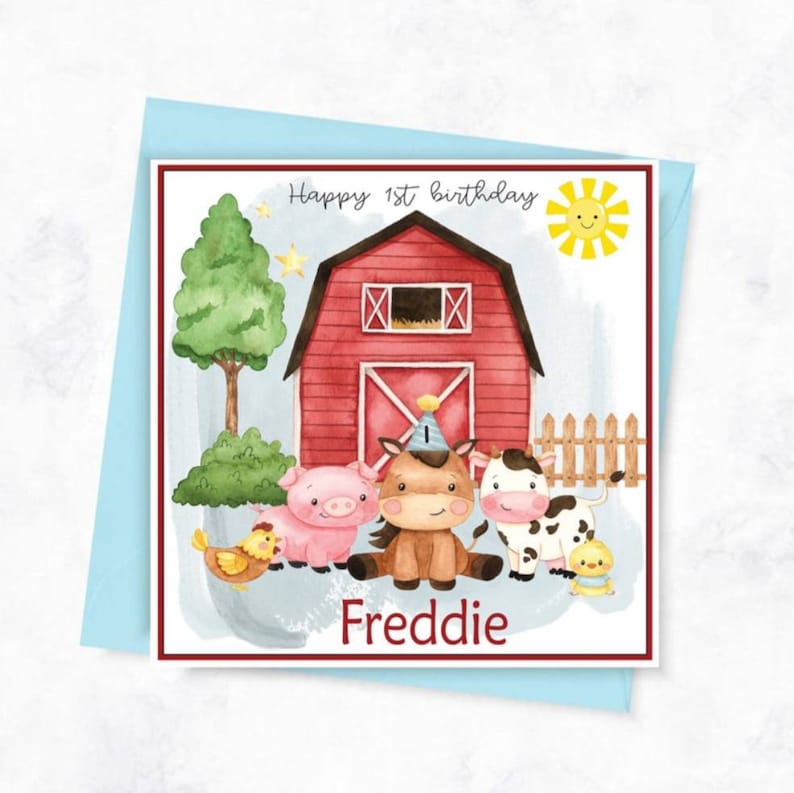 Personalised Farmyard Birthday Card, Farm Animals Age Card - Etsy