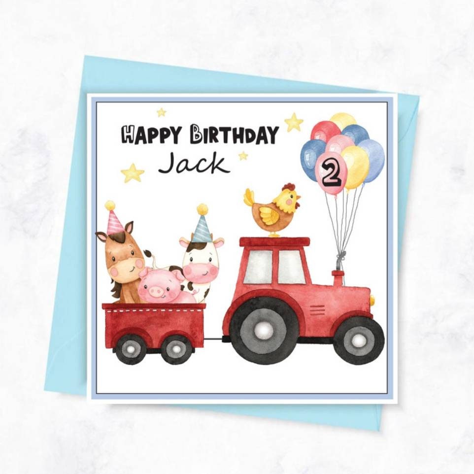Personalised Farmyard birthday card farm animals age card | Etsy