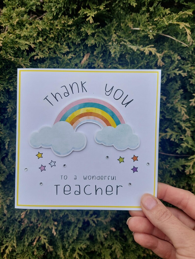 Personalised Rainbow Thank You Card for Teacher and Teaching Assistants ...