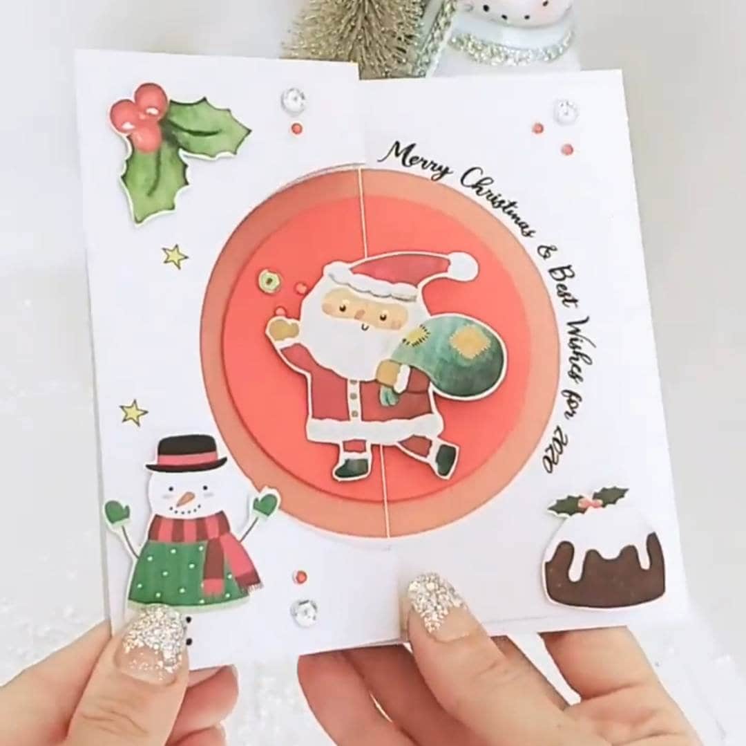 Santa Christmas Card, Cute Christmas Card, Personalised Christmas Card ...