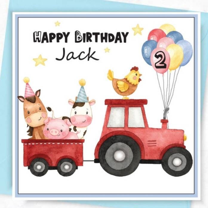 Personalised Farmyard Birthday Card, Farm Animals Age Card - Etsy UK