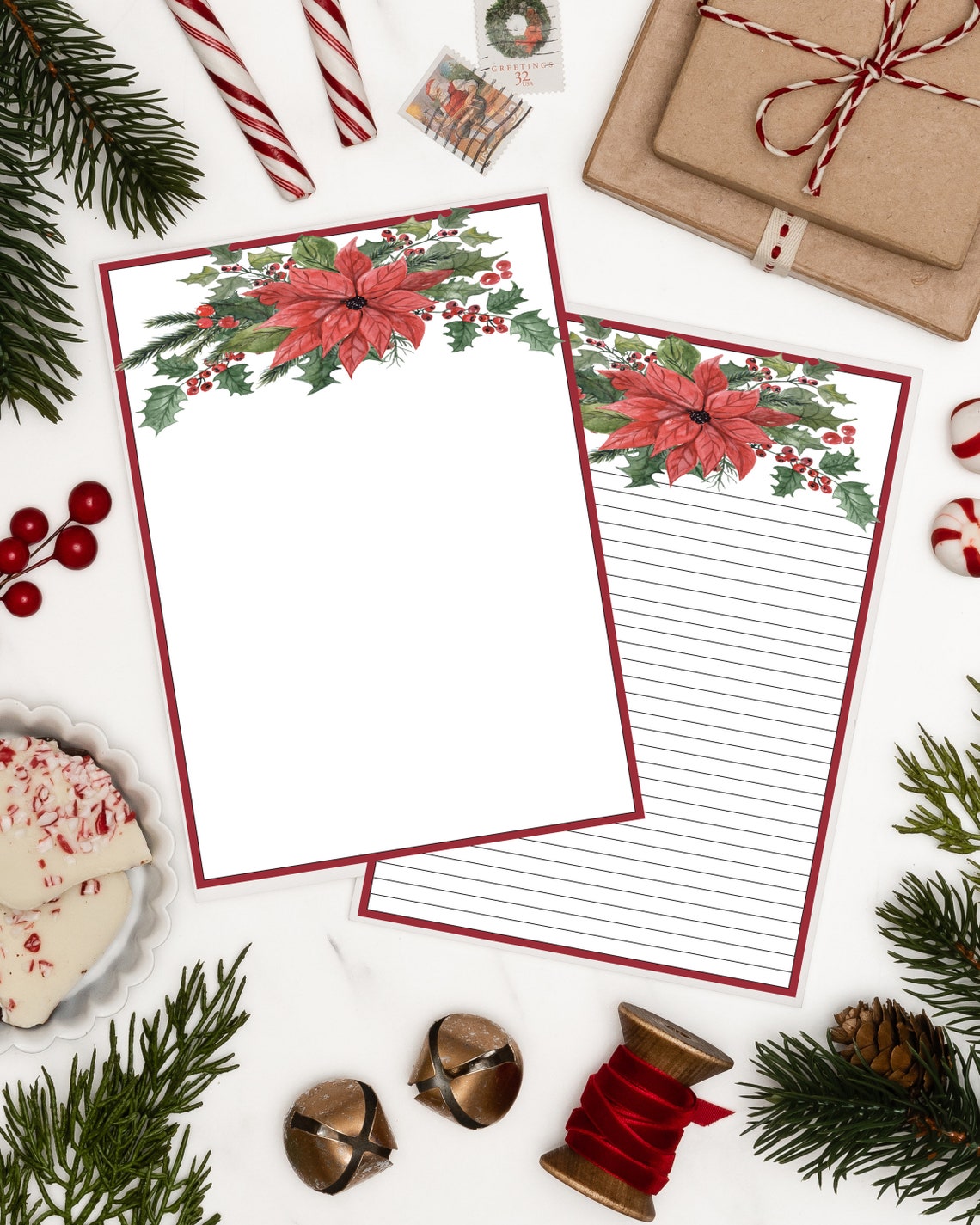 Christmas Writing Paper Poinsettia - Etsy