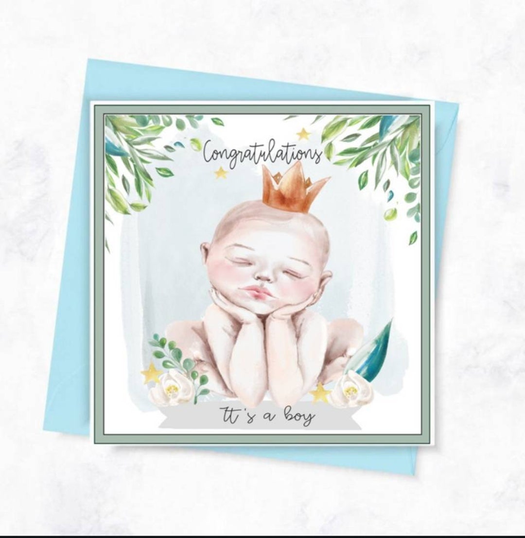 New Baby Boy Card, It's a Boy Card, Personalised Baby Card - Etsy