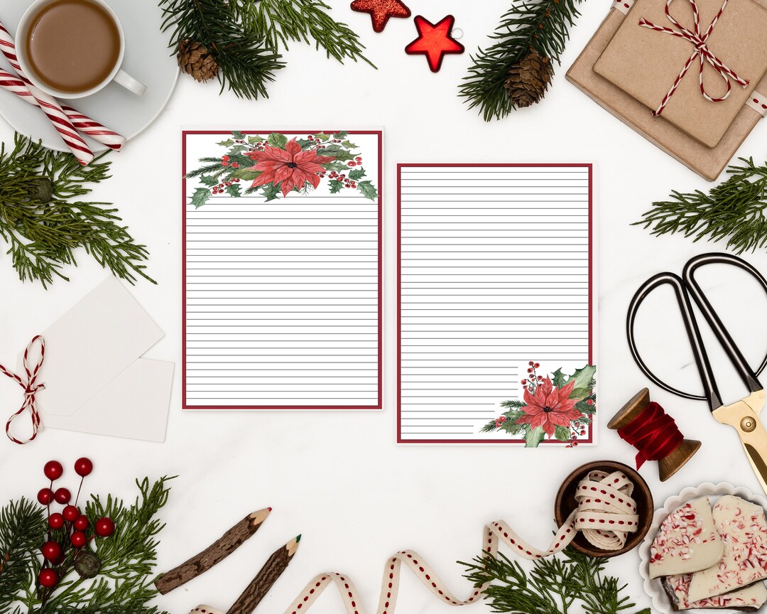 Christmas Writing Paper Poinsettia - Etsy