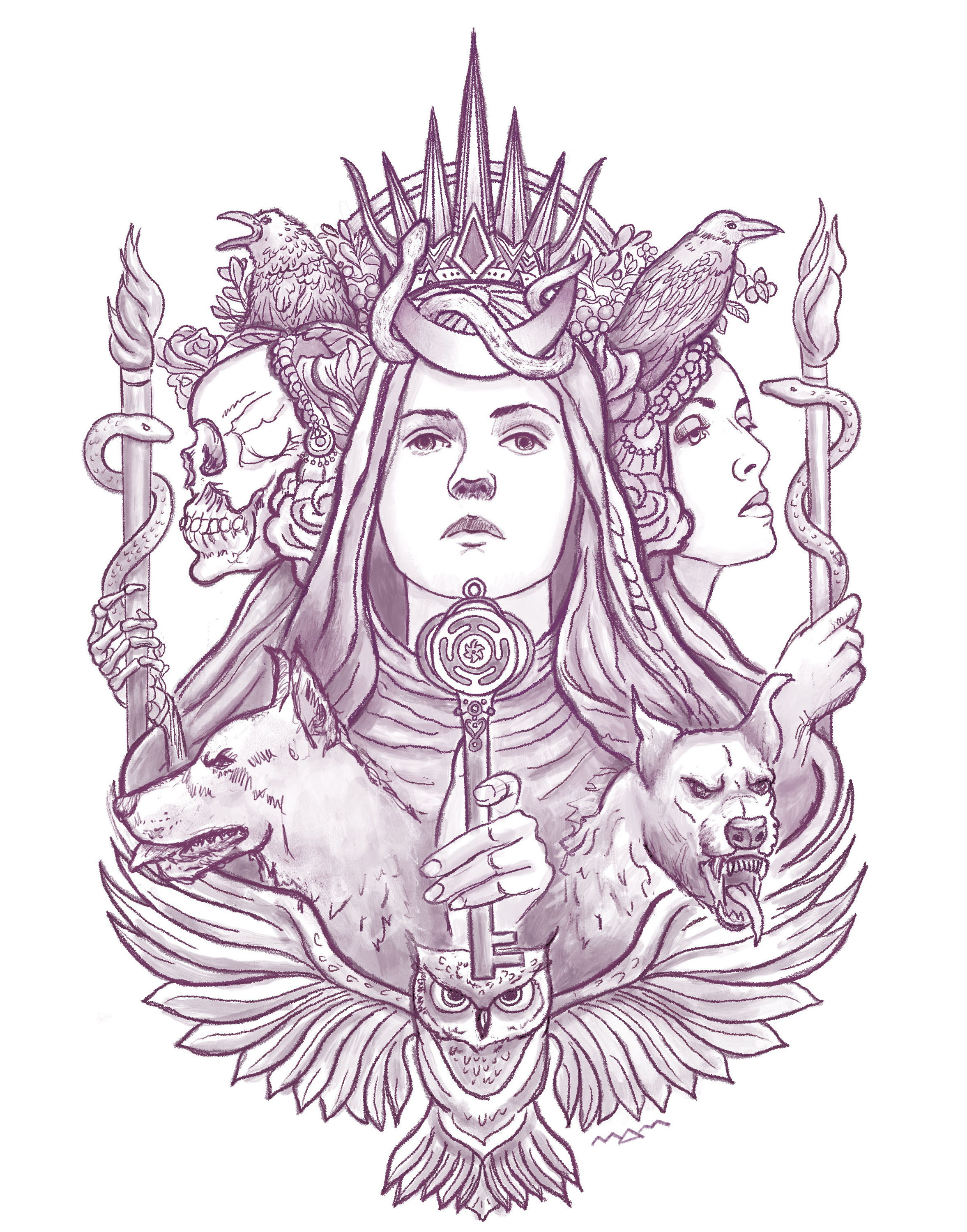 HEKATE ILLUSTRATION-HECATE Fine Art Print-Witch Art-Dark | Etsy