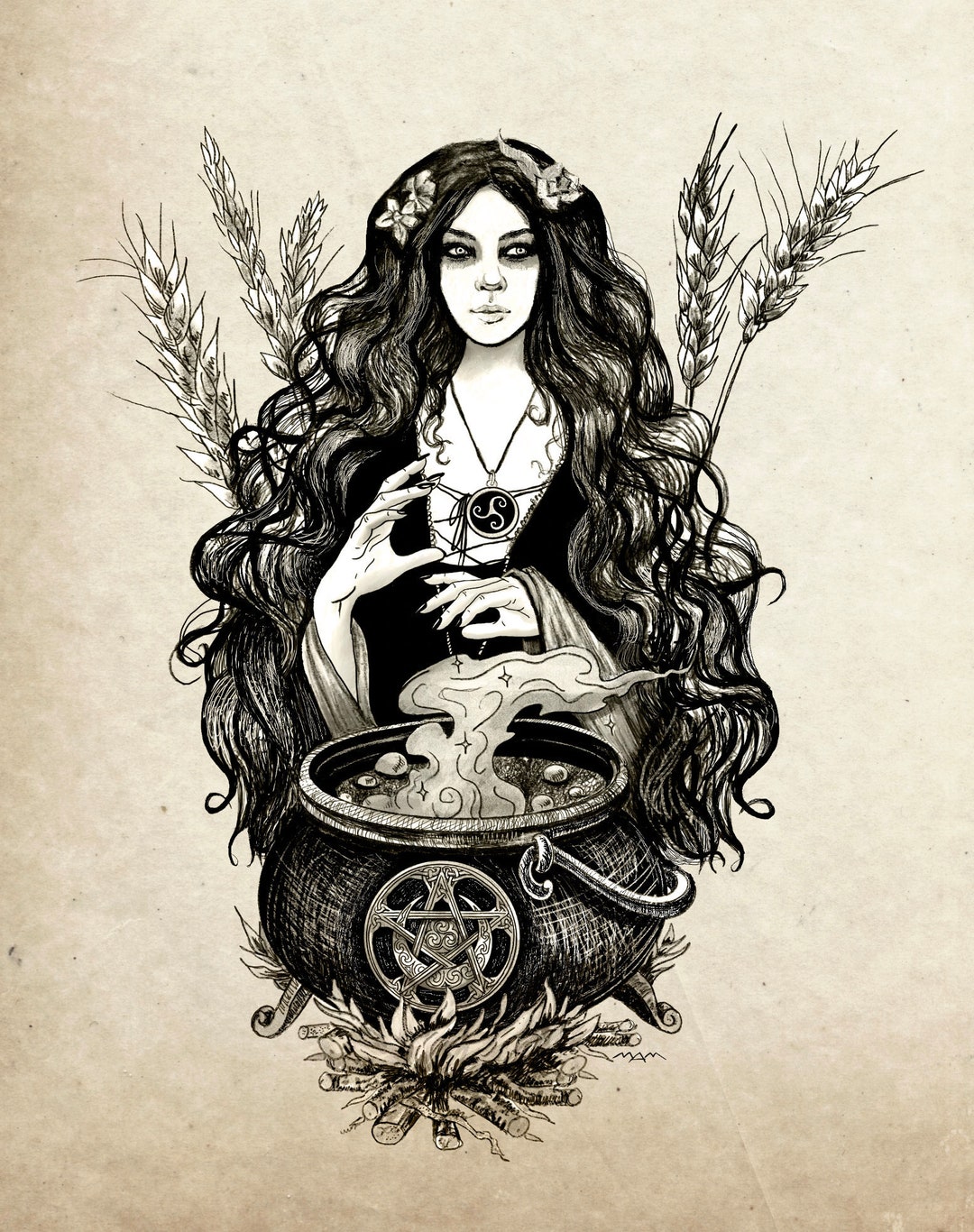 CERRIDWEN Illustration-cauldron-goddess-witchcraft-witchy-altar-pagan ...