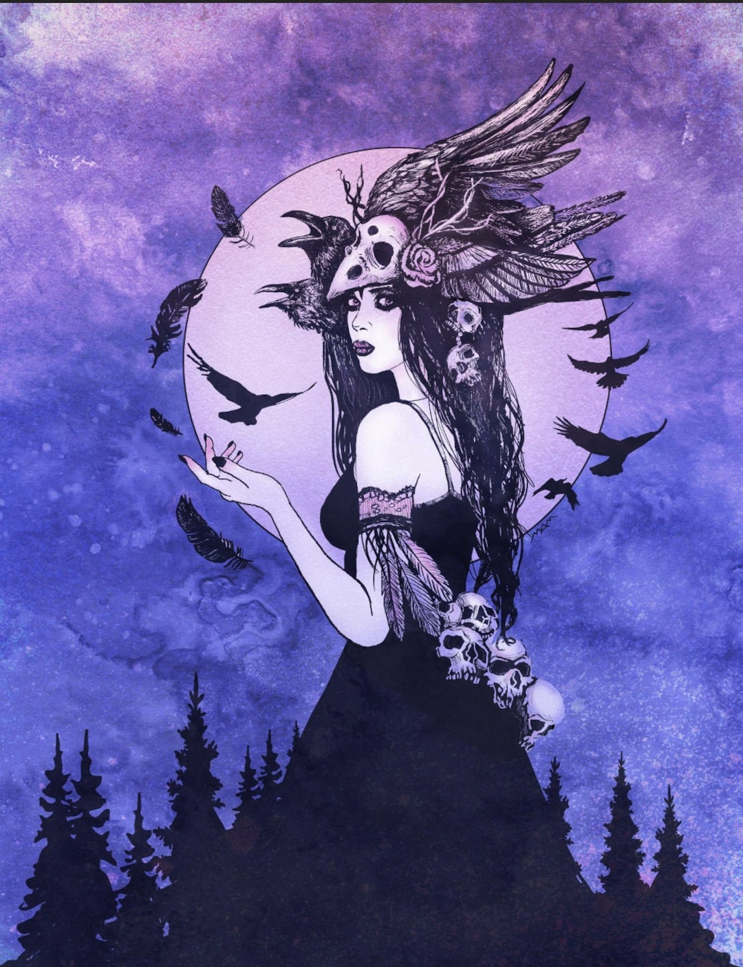 MORRIGAN-GODDESS-CROW Art-skulls-queen-warrior-witch-pagan-phantom ...