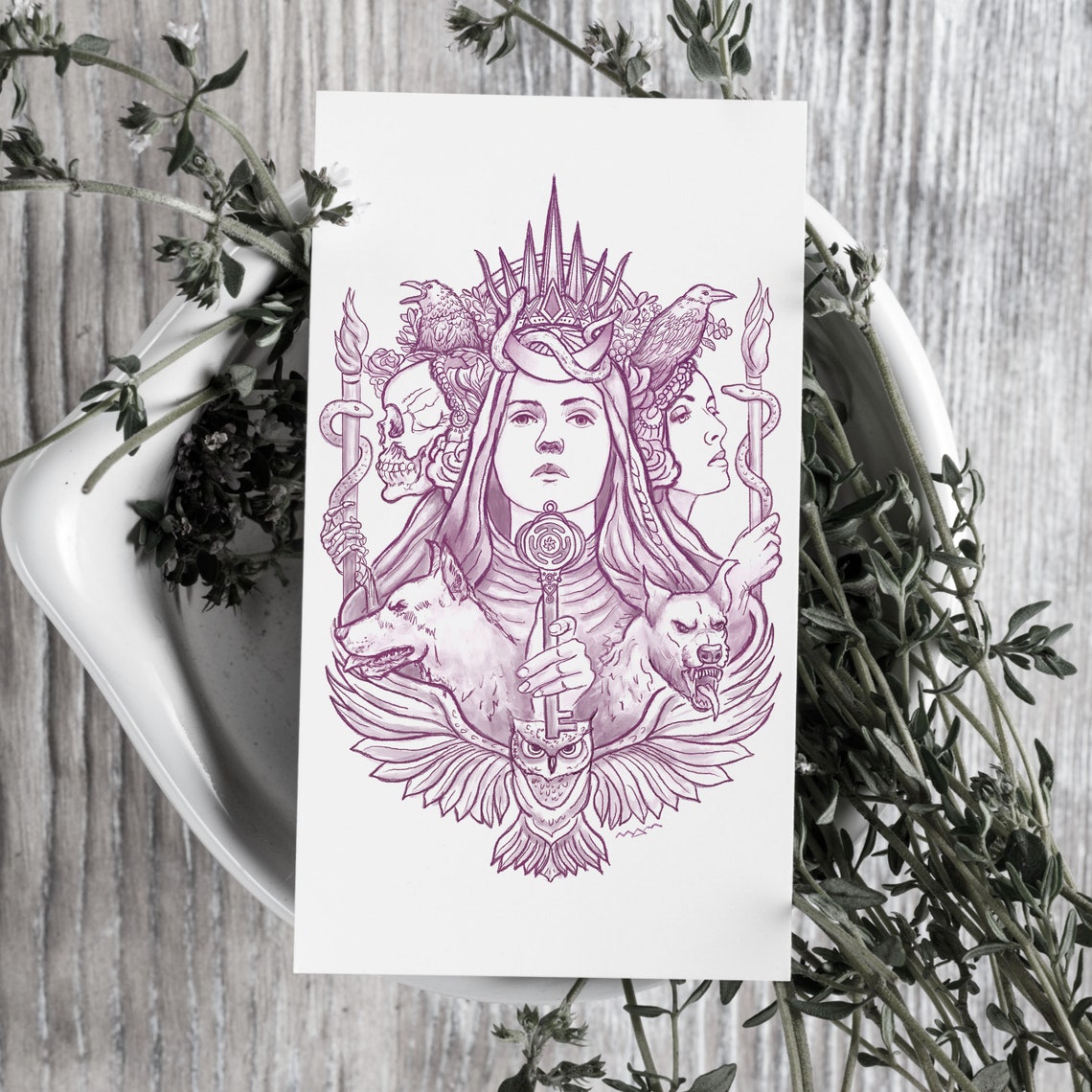 HEKATE ILLUSTRATION-HECATE Fine Art Print-witch Art-dark Goddess-altar ...