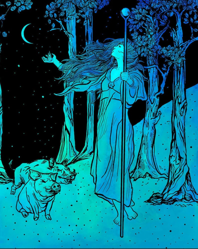 CIRCE-GODDESS-WITCH Fine Art Print-Witch Art-Dark Goddess-Altar-Pagan ...