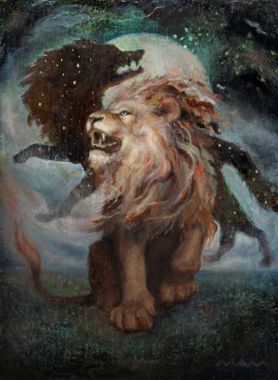 LION ART Wood Print-lion Art-wolf Art-leo-zodiac-full - Etsy