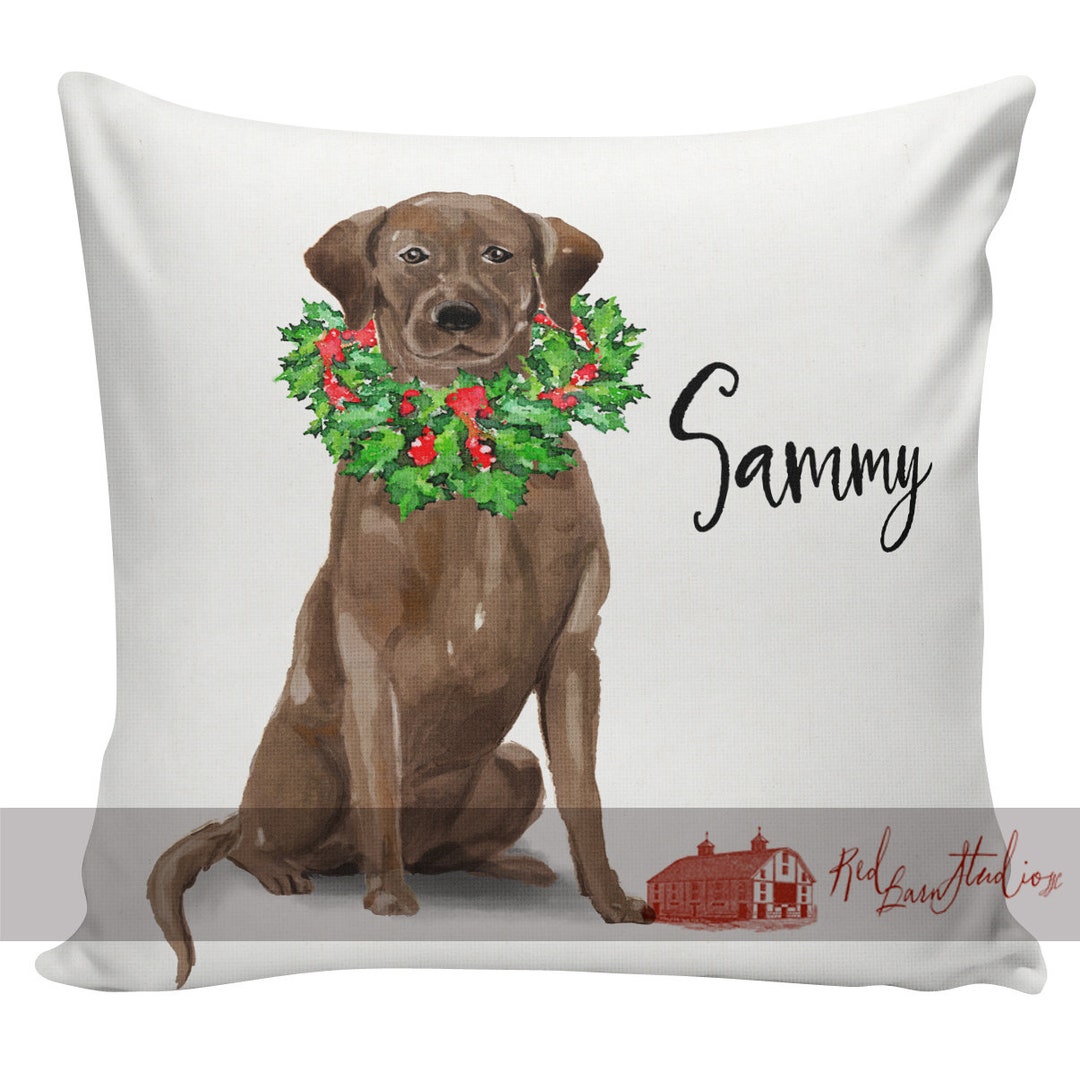Personalized Dog Christmas Pillow, Custom Gift, Chocolate Labrador ...