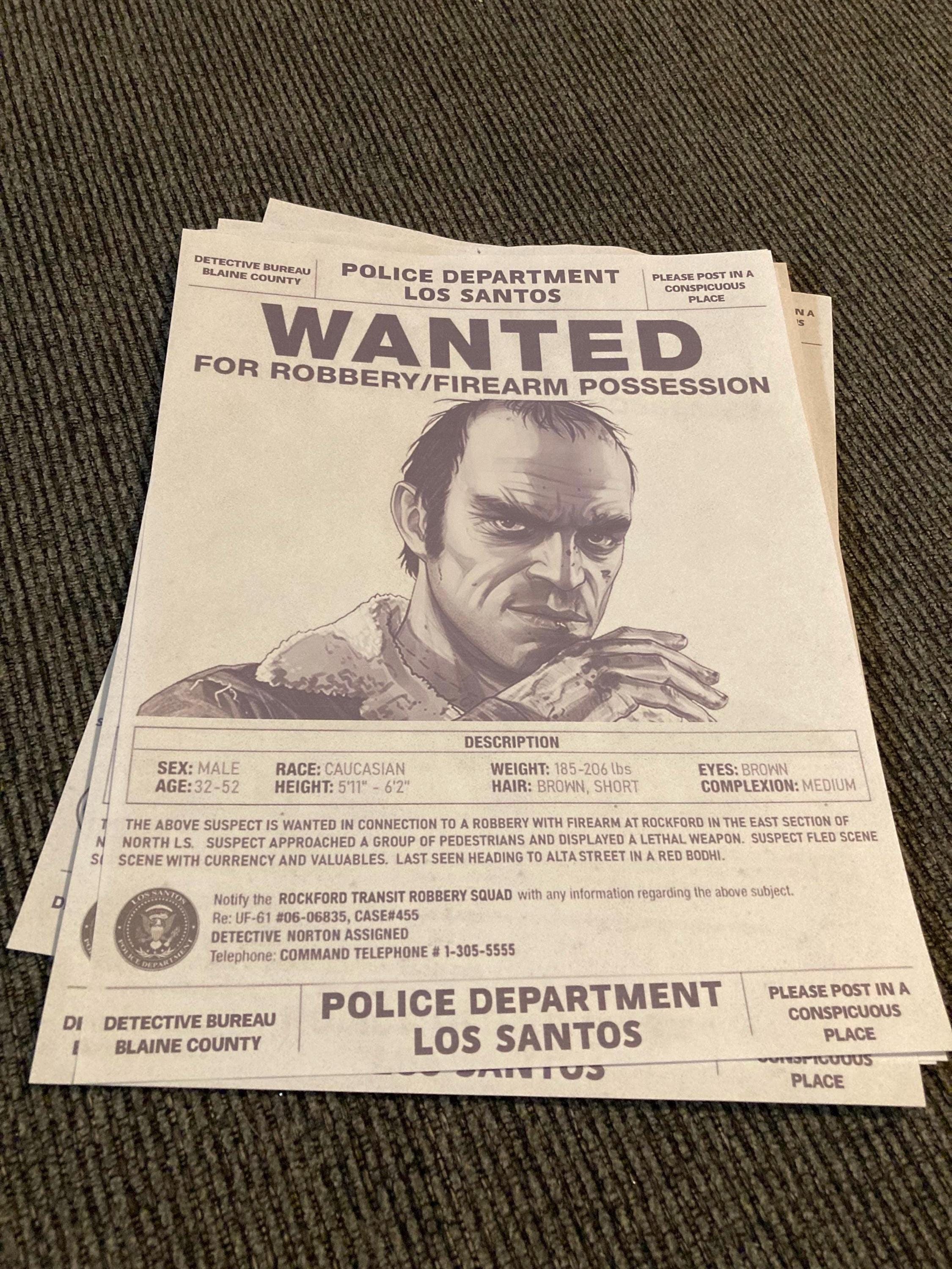 Grand Theft Auto Wanted Posters - INDIVIDUAL - Etsy