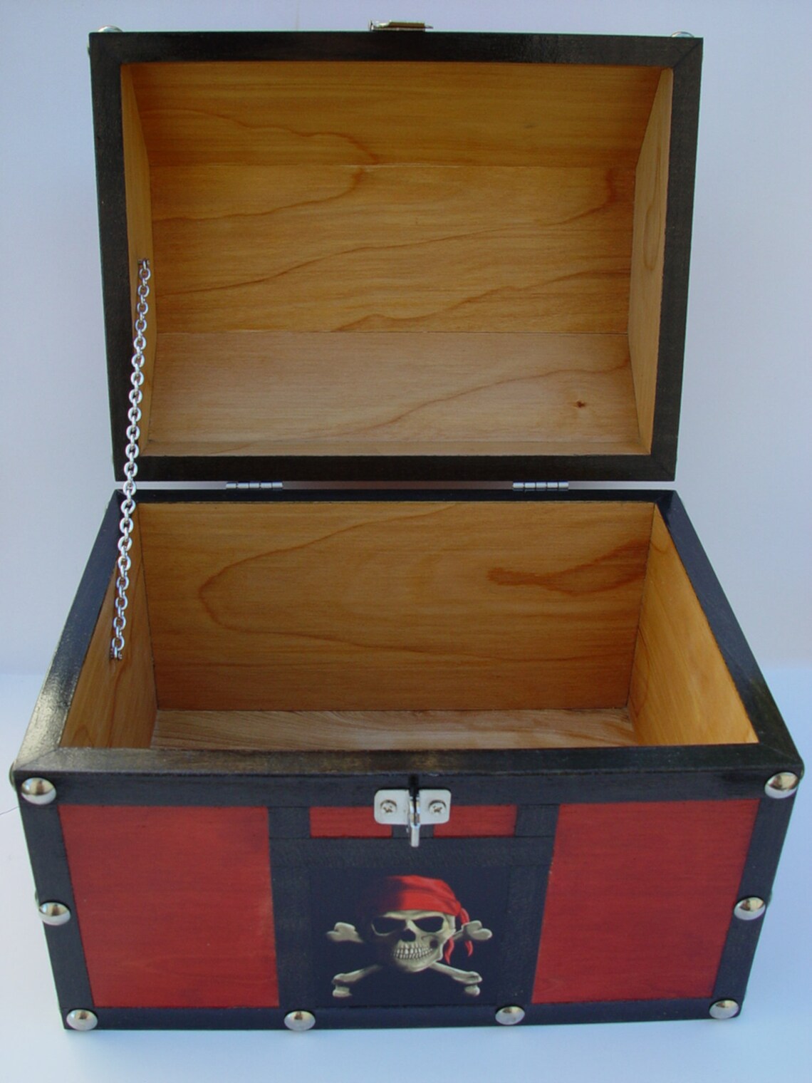 Pirate Chest Jolly Roger Red Black Silver Lock Keys Decorative | Etsy