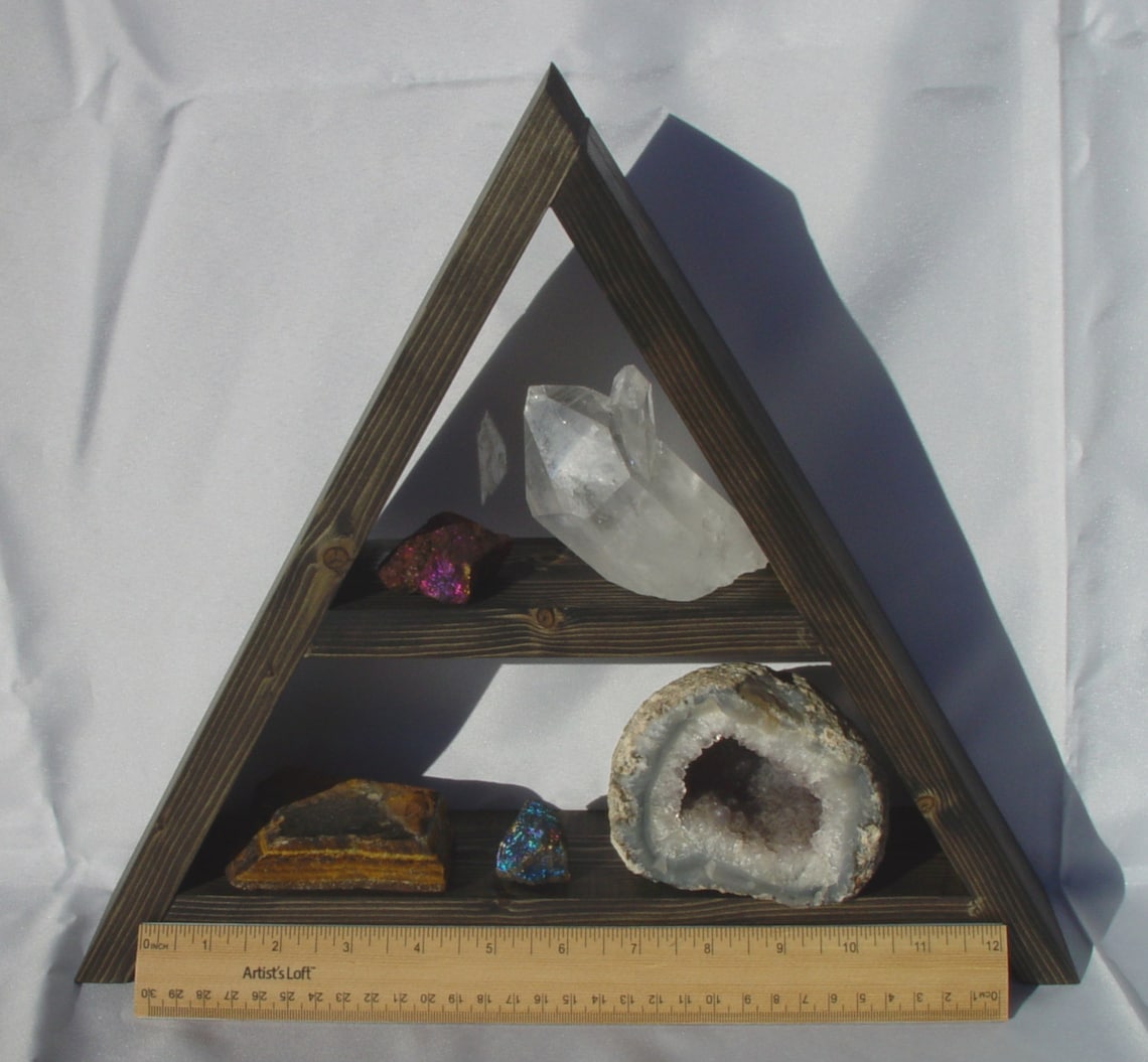 Rock Display Shelf Black Ebony Altar Small Geometric | Etsy