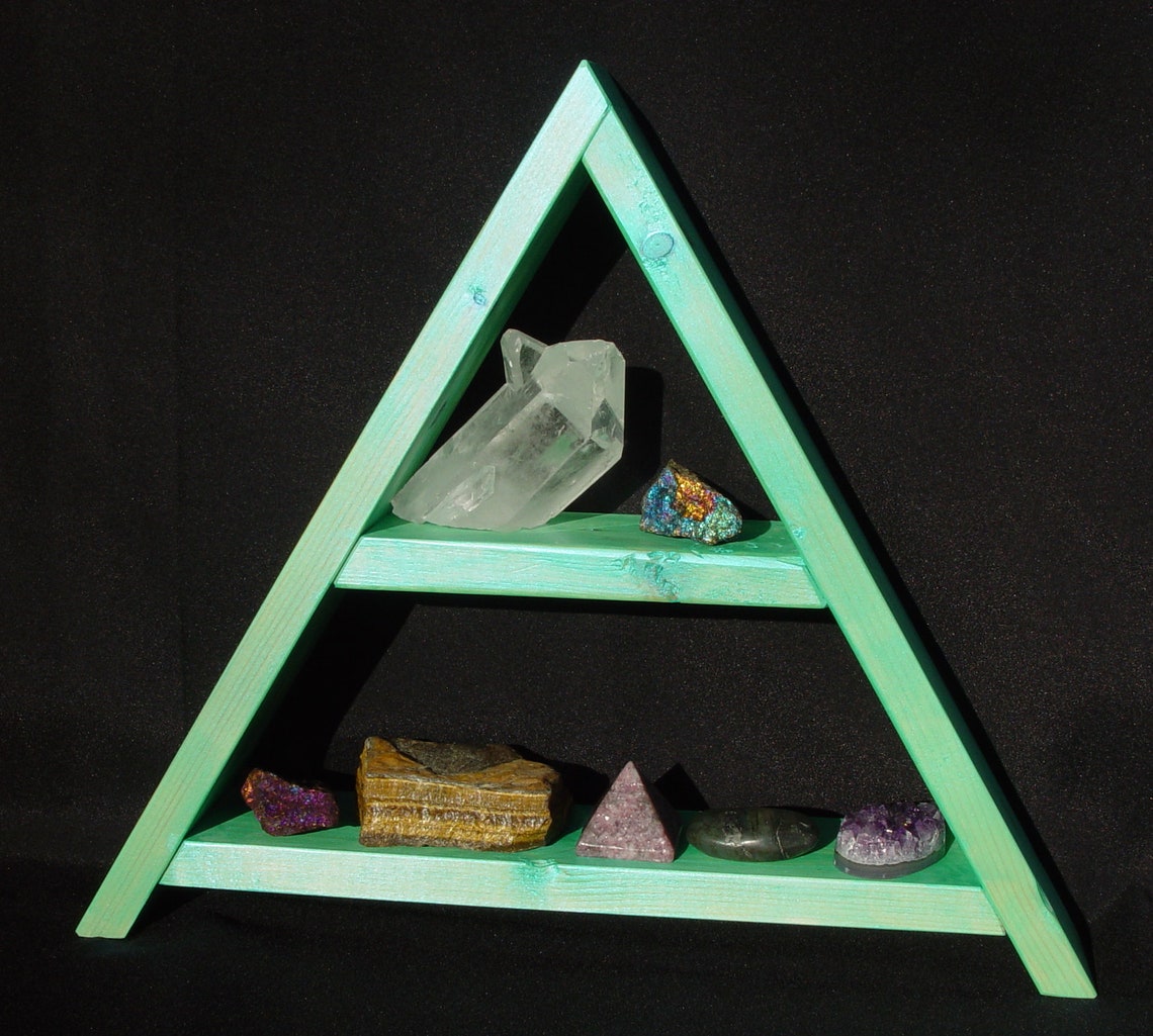 Rock Display Shelf Triangle Magical Iridescent Green Small | Etsy