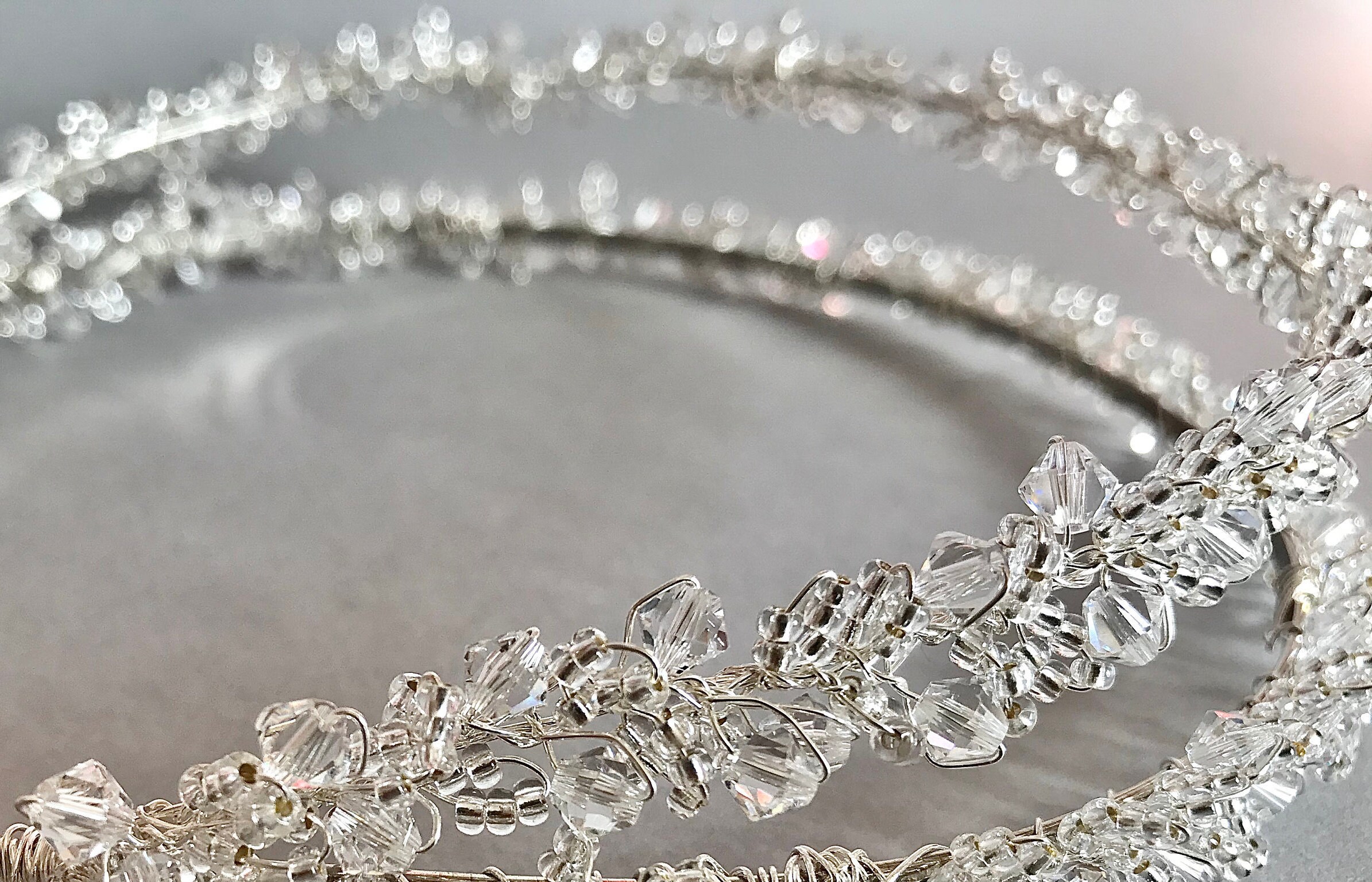 GRETA | Double Crystal Bridal Headband, Silver Double Wedding Headband ...