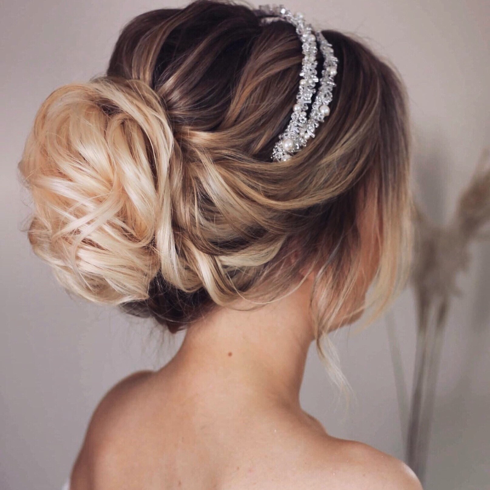PETRA | A Crystal and Pearl Beaded Bridal Double Headband, Silver ...