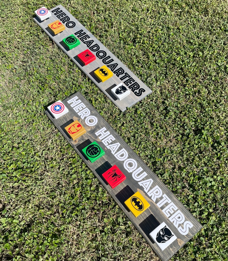 HERO HEADQUARTERS Wall Hooks | Super Hero Costume Holder | Backpack ...