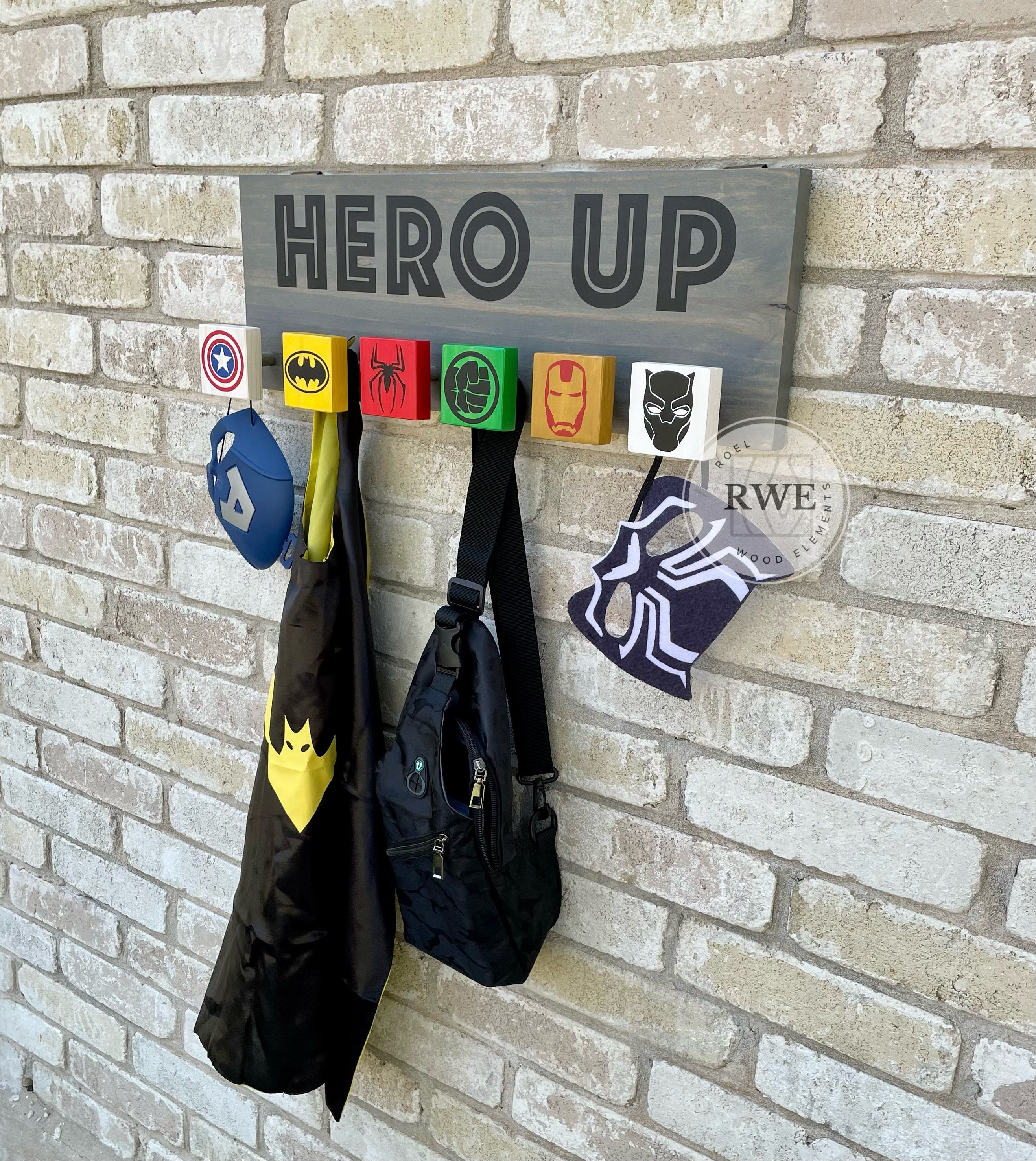 HERO UP Wall Hooks | Super Hero Costume Holder | Backpack Holder | Wall ...