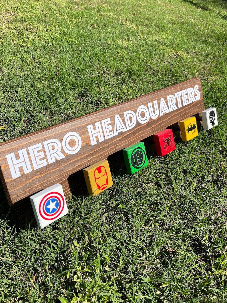 HERO HEADQUARTERS Wall Hooks | Super Hero Costume Holder | Backpack ...