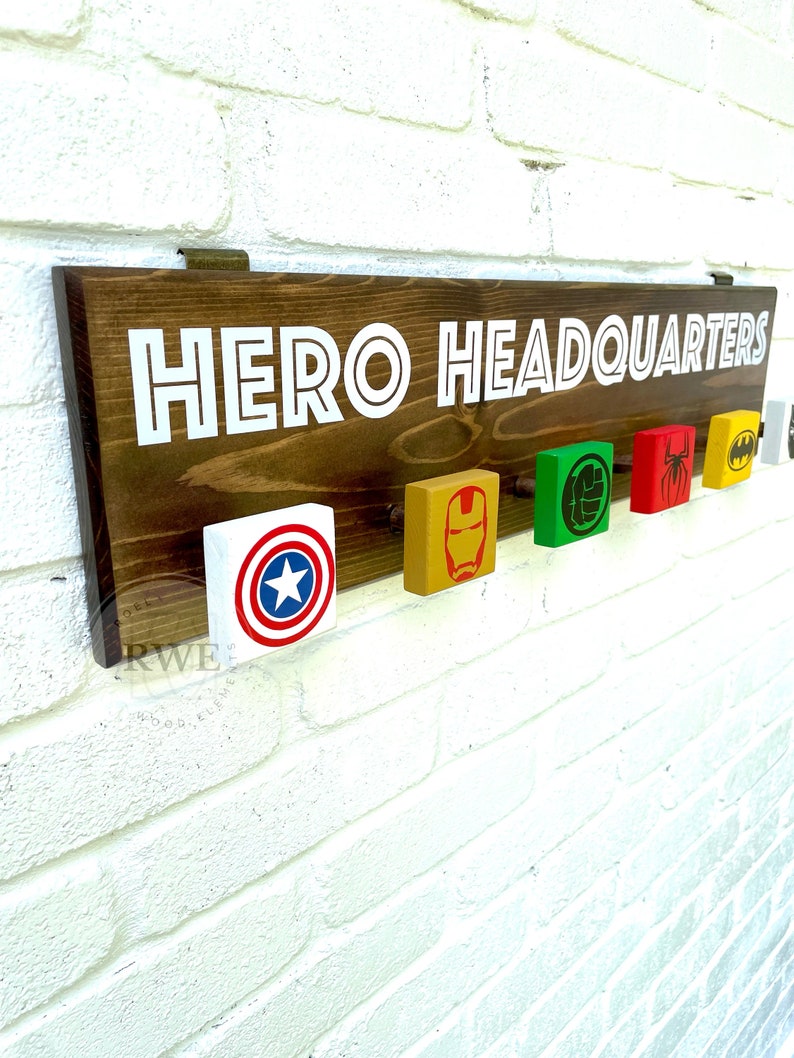 HERO HEADQUARTERS Wall Hooks | Super Hero Costume Holder | Backpack ...