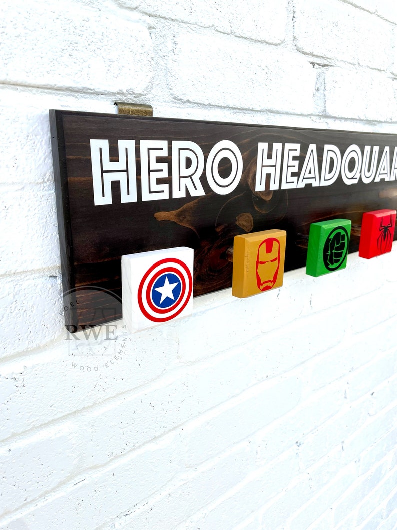 HERO HEADQUARTERS Wall Hooks | Super Hero Costume Holder | Backpack ...