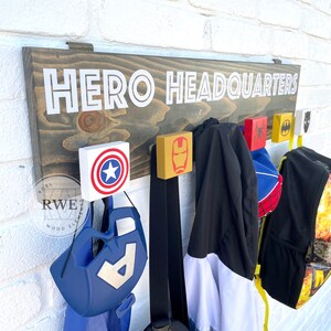 HERO HEADQUARTERS Wall Hooks | Super Hero Costume Holder | Backpack ...
