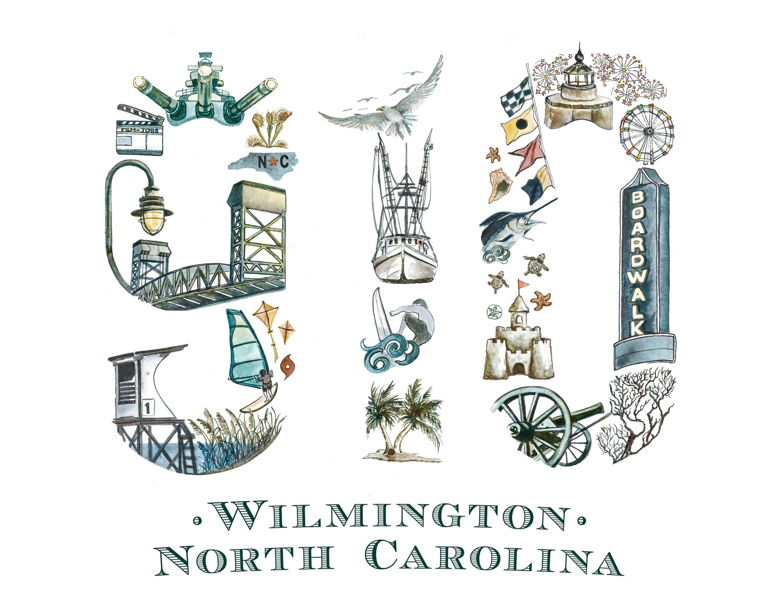 910 Area Code print Wilmington NC | Etsy