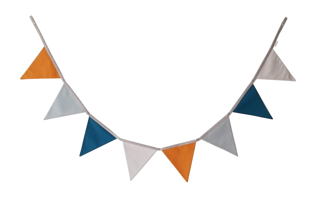 Rust Teal Blue Flag Bunting Banner, Fabric Flag Garland, Fabric Flag ...