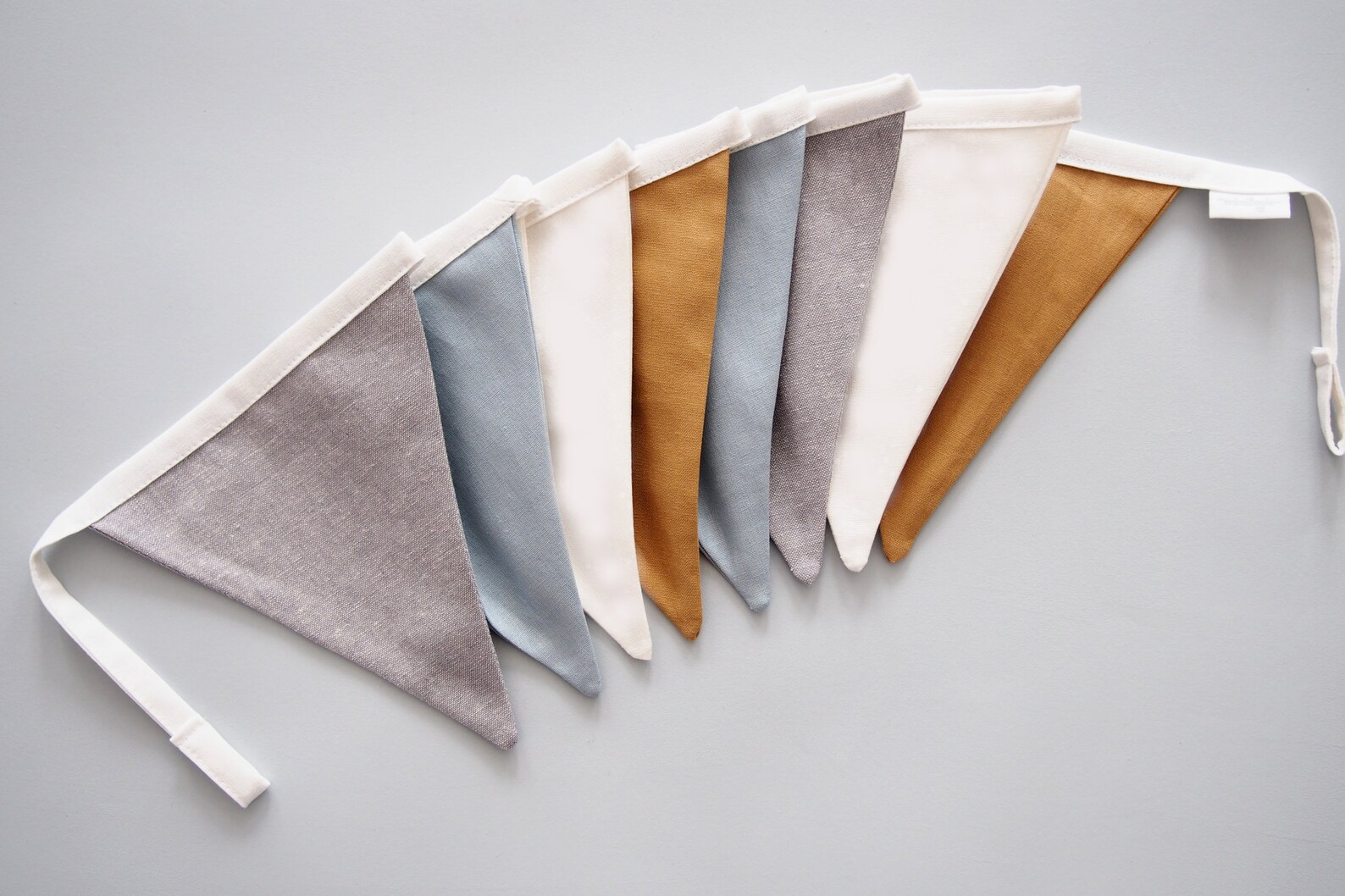 Blue Gray LINEN Flag Bunting Banner Fabric Flag Garland | Etsy