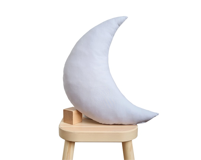Light Gray Moon Pillow, Moon Shaped Pillow, Moon Cushion, Moon Nursery ...