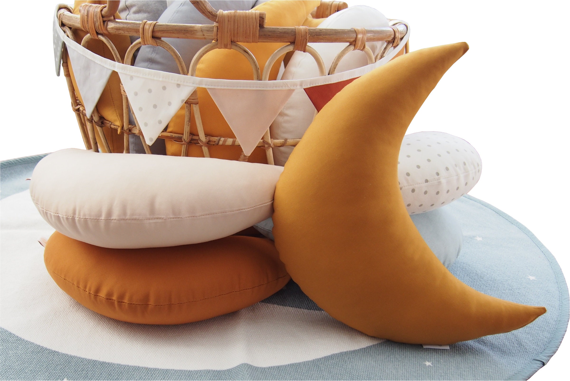 Dusty Blue Linen Moon pillow Moon Shaped Pillow Moon | Etsy