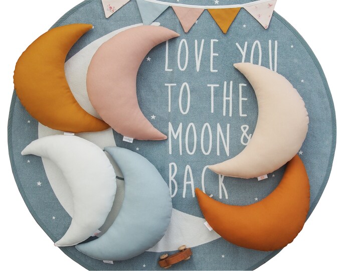 Pink Moon Pillow, Blue Moon Shaped Pillow, Copper Rust Moon Cushion ...