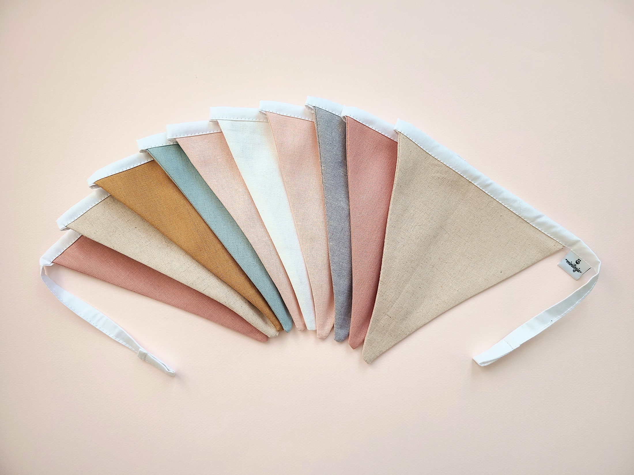 Pink Natural LINEN Flag Bunting Banner Fabric Flag | Etsy