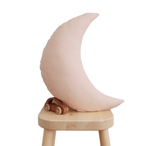 Light Pink Linen Moon Pillow, Moon Shaped Pillow, Moon Cushion, Moon ...