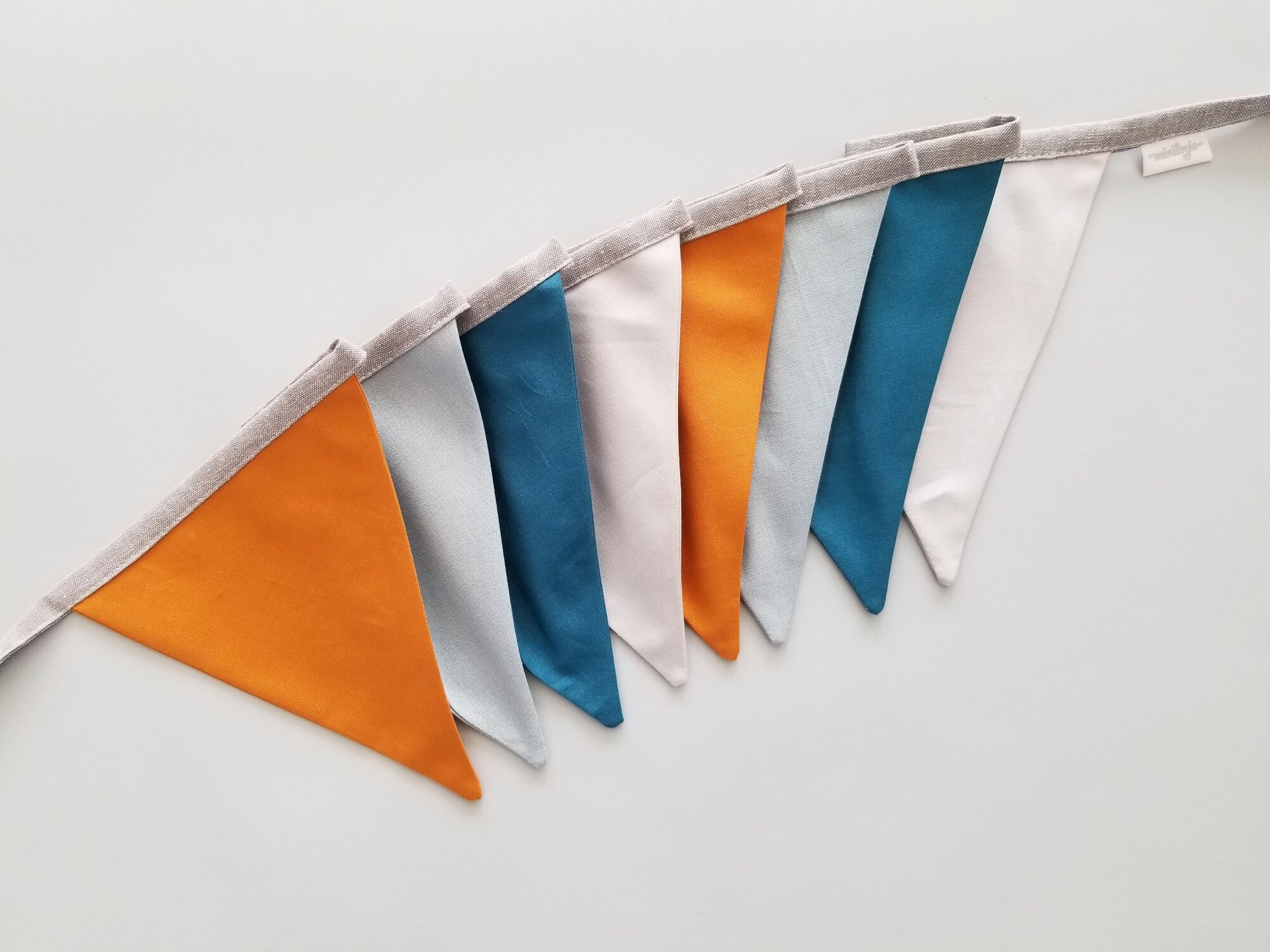 Rust Teal Blue Flag Bunting Banner Fabric Flag Garland - Etsy