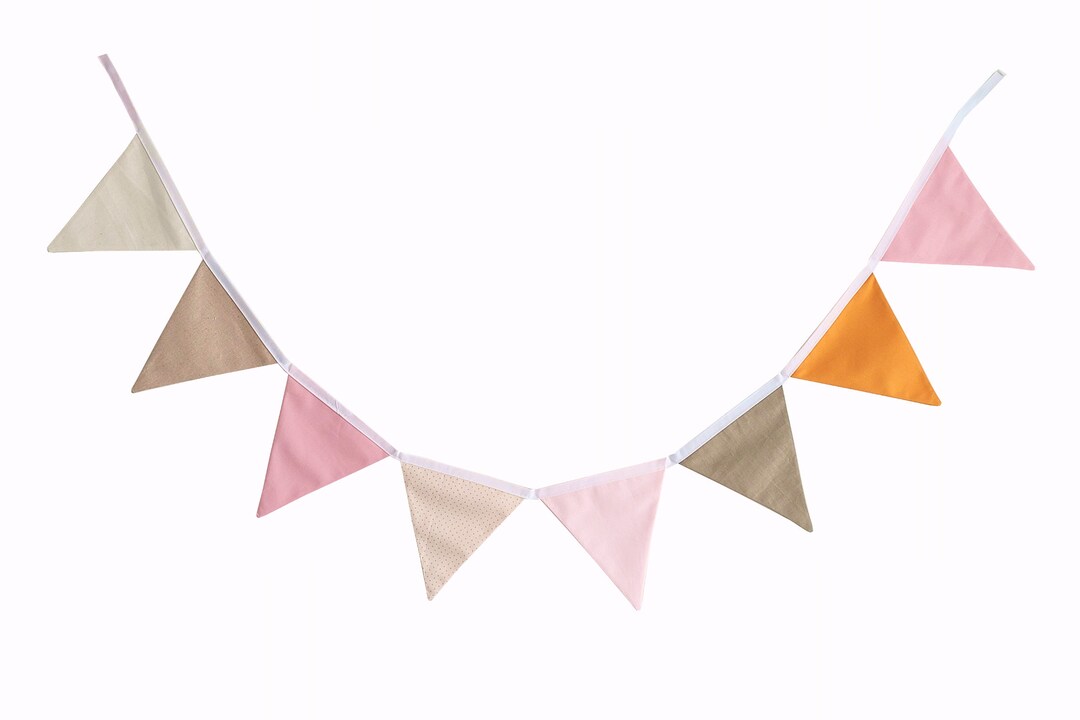 Pink Green Flag Bunting Banner, Fabric Flag Garland, Fabric Flag Banner ...