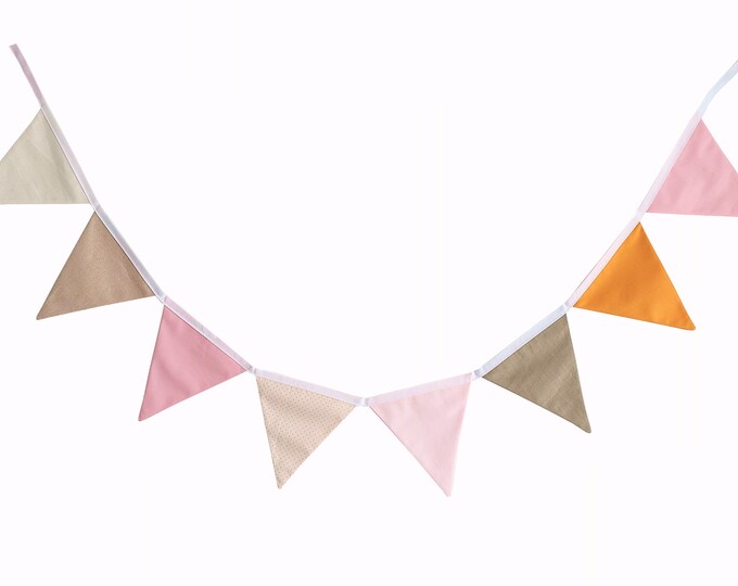 Pink Green Flag Bunting Banner, Fabric Flag Garland, Fabric Flag Banner ...