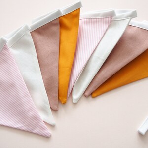 Pink White Mustard Flag Bunting Banner, Fabric Flag Garland,fabric Flag ...