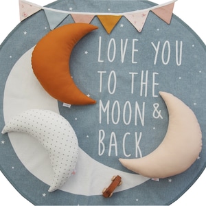 Light Pink Linen Moon Pillow, Moon Shaped Pillow, Moon Cushion, Moon ...