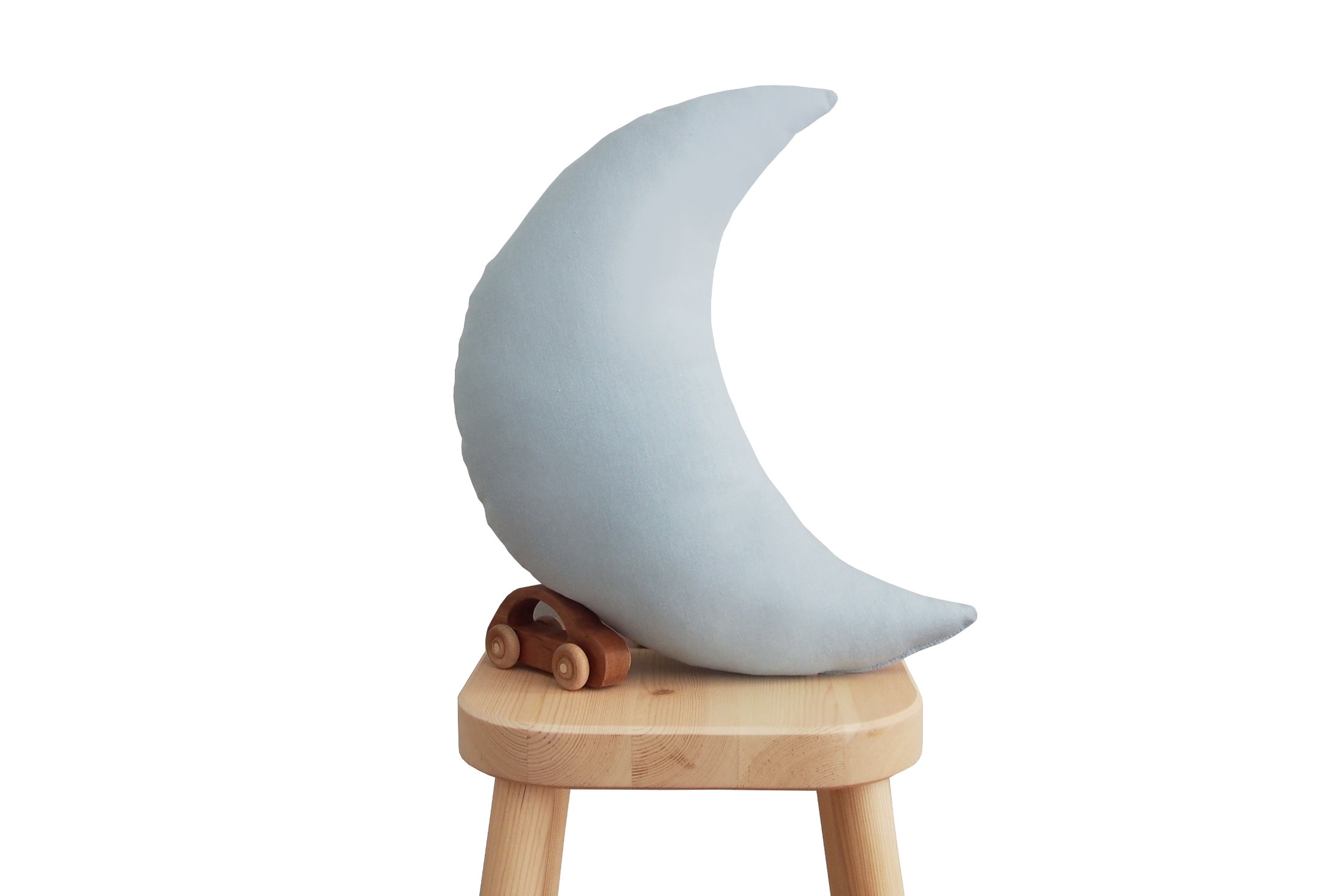 Dusty Blue Linen Moon pillow Moon Shaped Pillow Moon | Etsy
