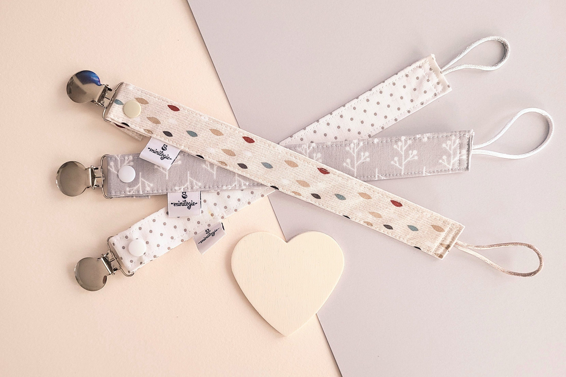 Pacifier Clip Pack of 3, Pacifier Holder Set, Pacifier Keeper Gray ...