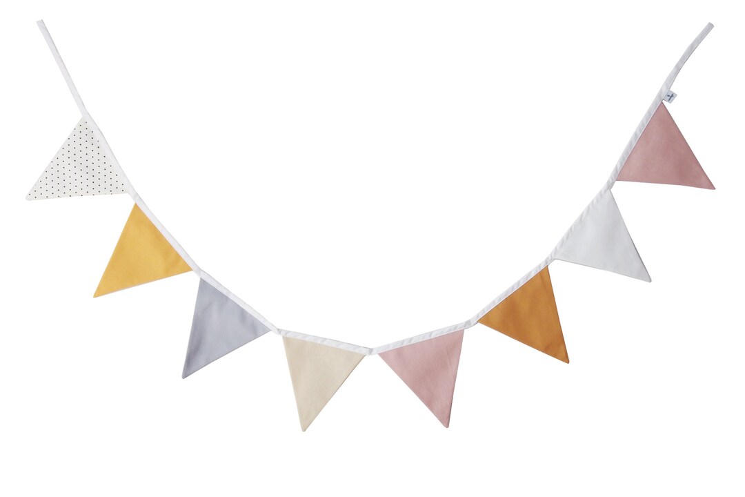 Pink Ochre Ivory Flag Bunting Banner, Fabric Flag Garland, Fabric Flag ...