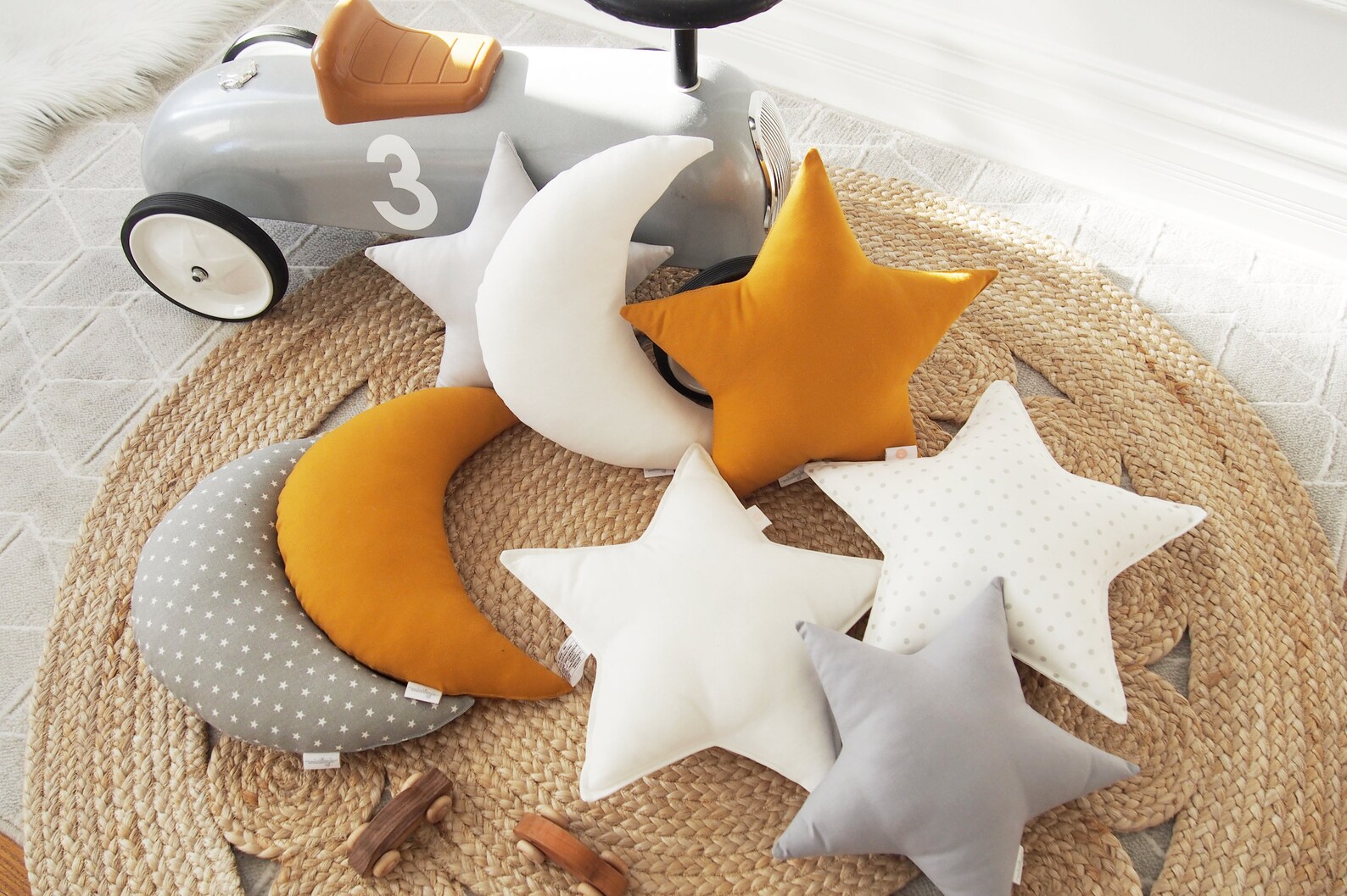 Ochre Moon Pillow White Gray Moon Shaped Pillow Star Pillow | Etsy Canada