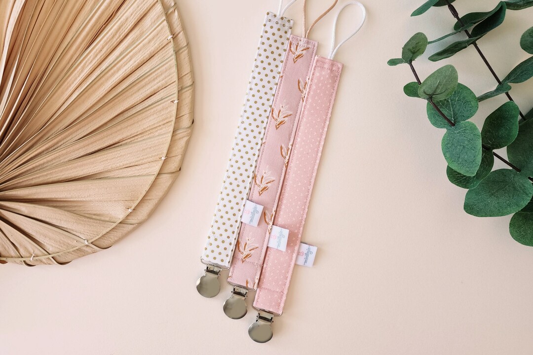 Pacifier Clip Pack of 3, Pacifier Holder Set, Pacifier Keeper Pink ...