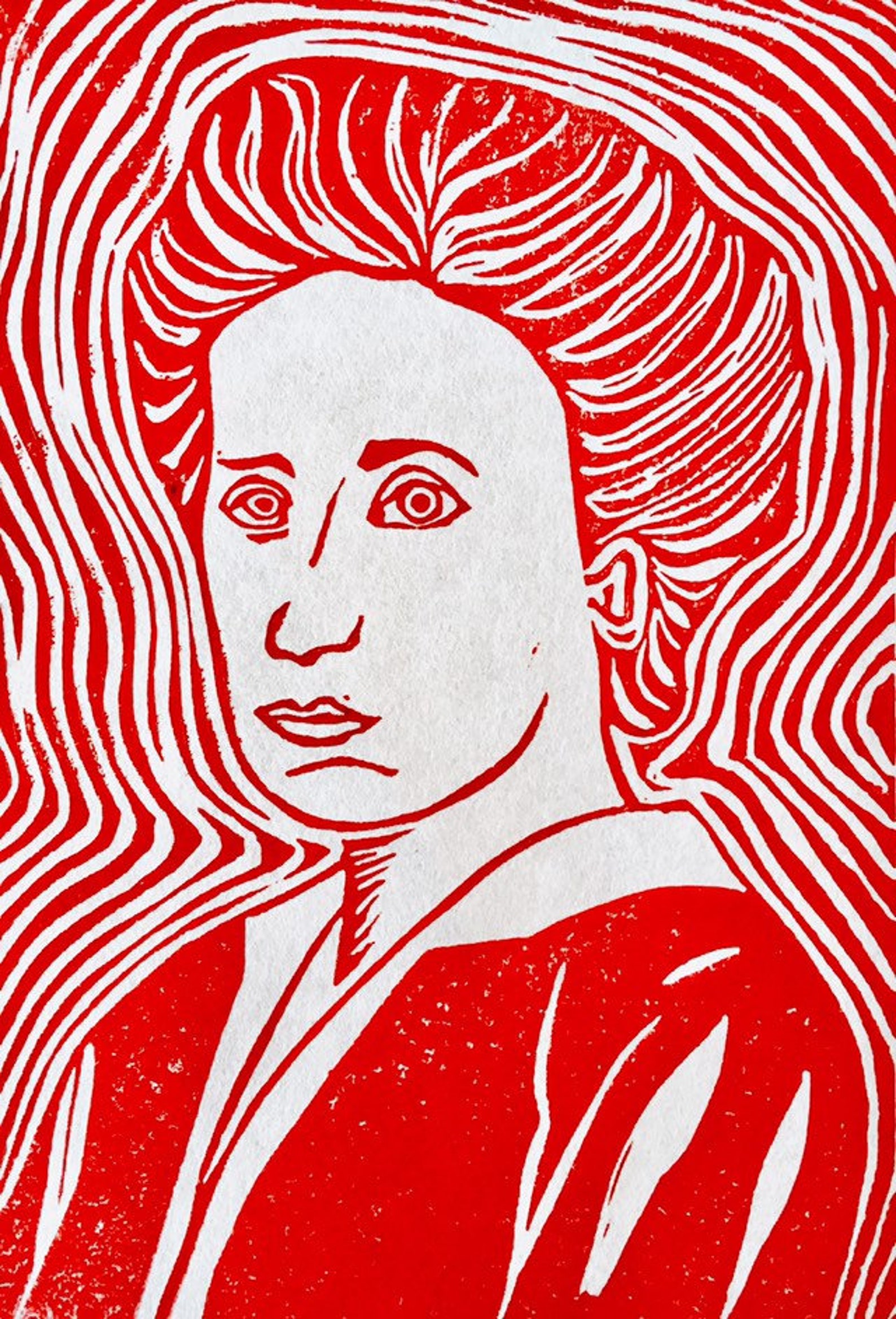 Feminist Print red Rosa Handmade Linocut - Etsy