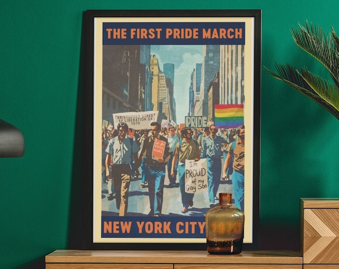 Vintage the First Pride March NYC Art Poster: New York City 1970 LGBTQ+ ...